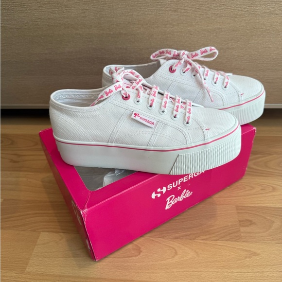 Superga | Shoes | Barbie X Superga 279 Platform Sneakers White Pink ...
